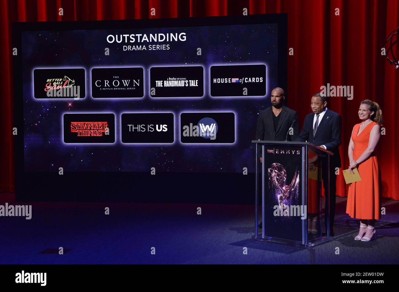 (L-R) Shemar Moore, Hayma Washington and Anna Chlumsky on stage at the ...