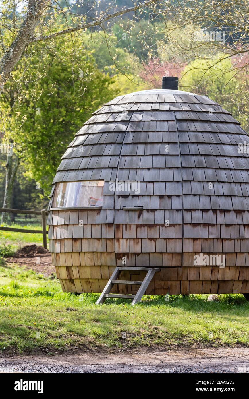 Wooden Pod in garden Stock Photo - Alamy