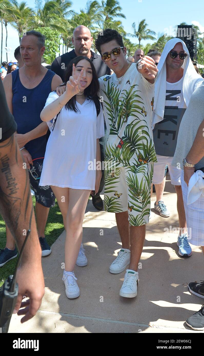 Noah Cyrus and Austin Mahone attends Y100 Mack-A-Poolooza summer pool ...