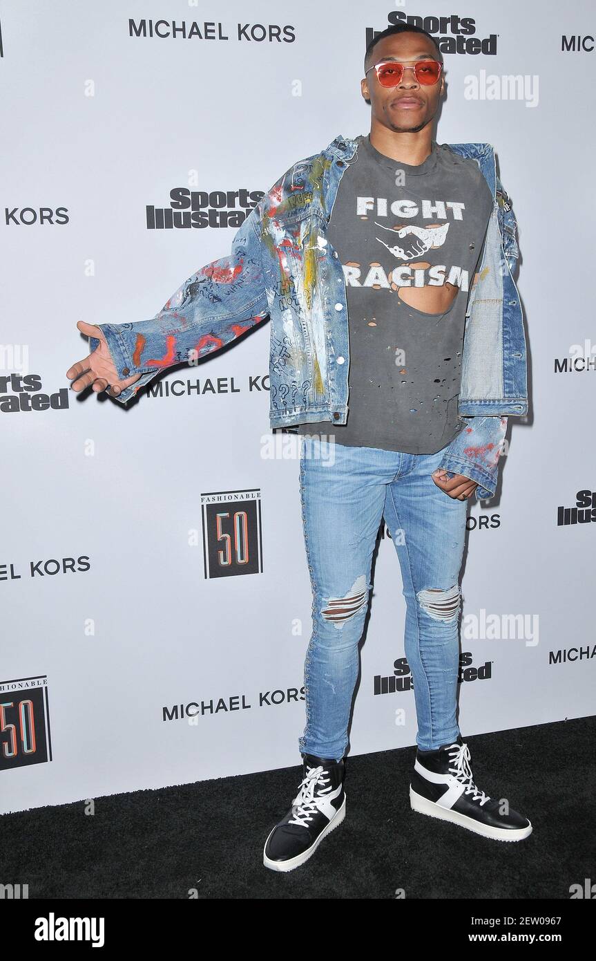 Russell Westbrook arrives at the 2017 Sports Illustrated Fashionable 50 ...