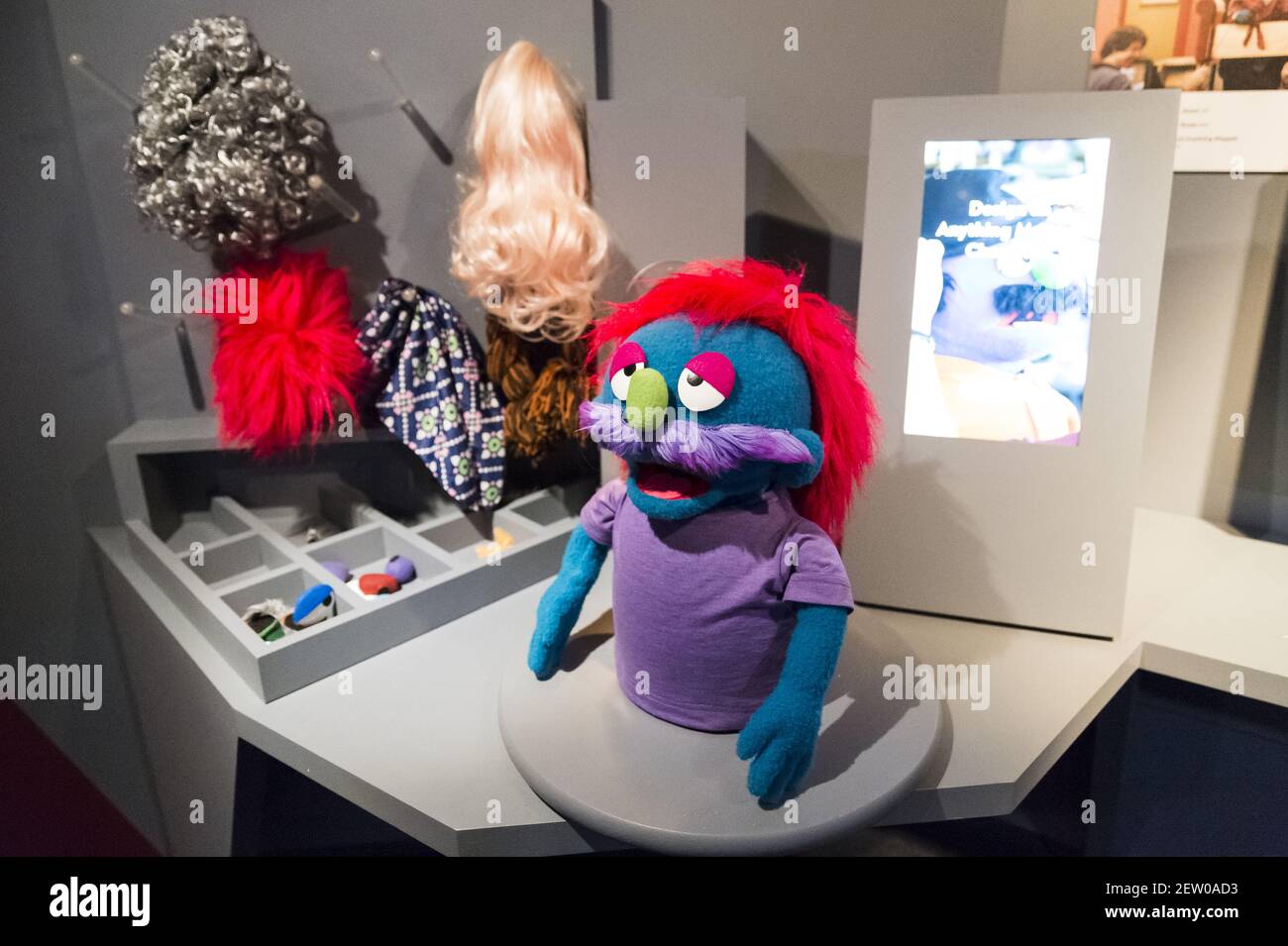 An interactive design-you-own Muppet station is seen at a press preview ...