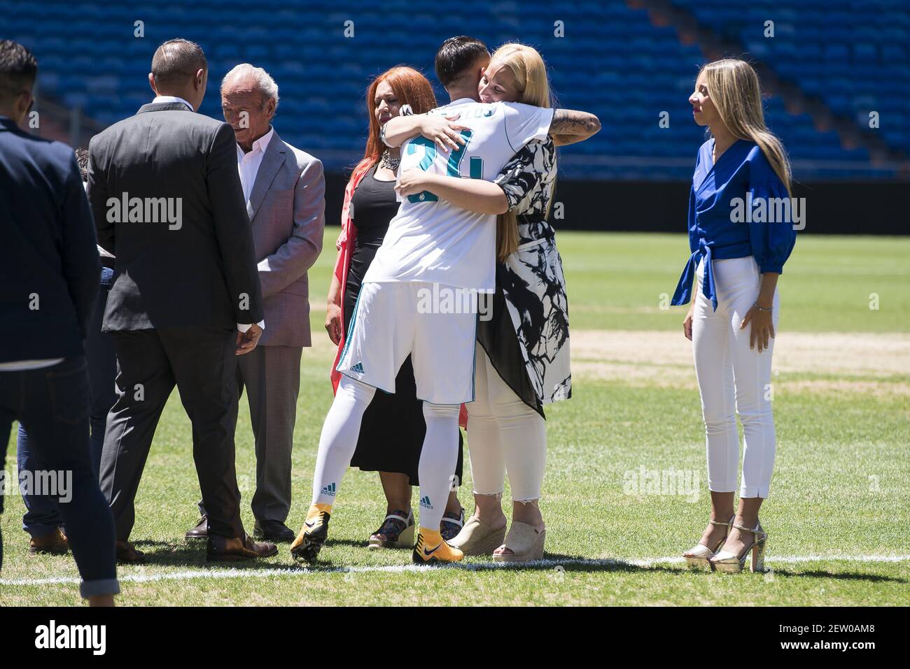 Spanish Dani Ceballos with his family during the his presentation as ...