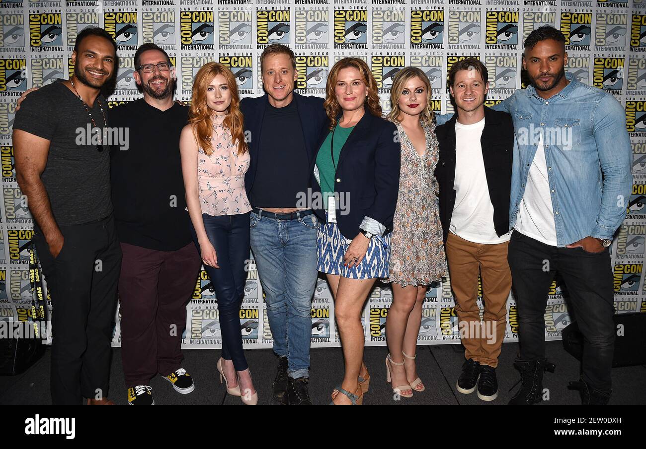 SAN DIEGO - JULY 22: Arjun Gupta, Damian Holbrook, Katherine McNamara ...