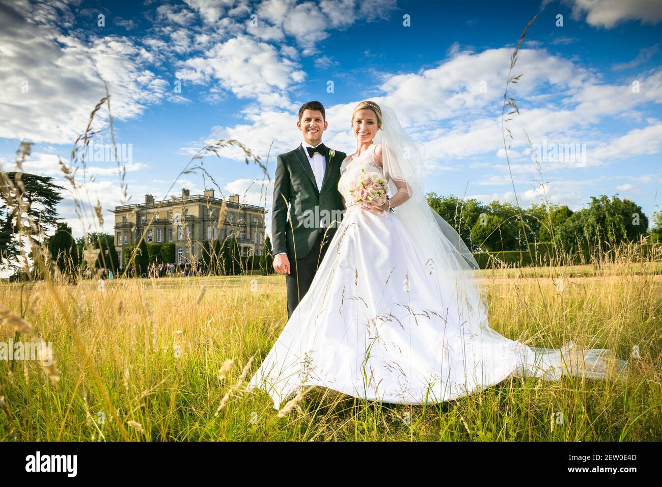Bride and Bridegroom looking very happy and in love on their wedding ...