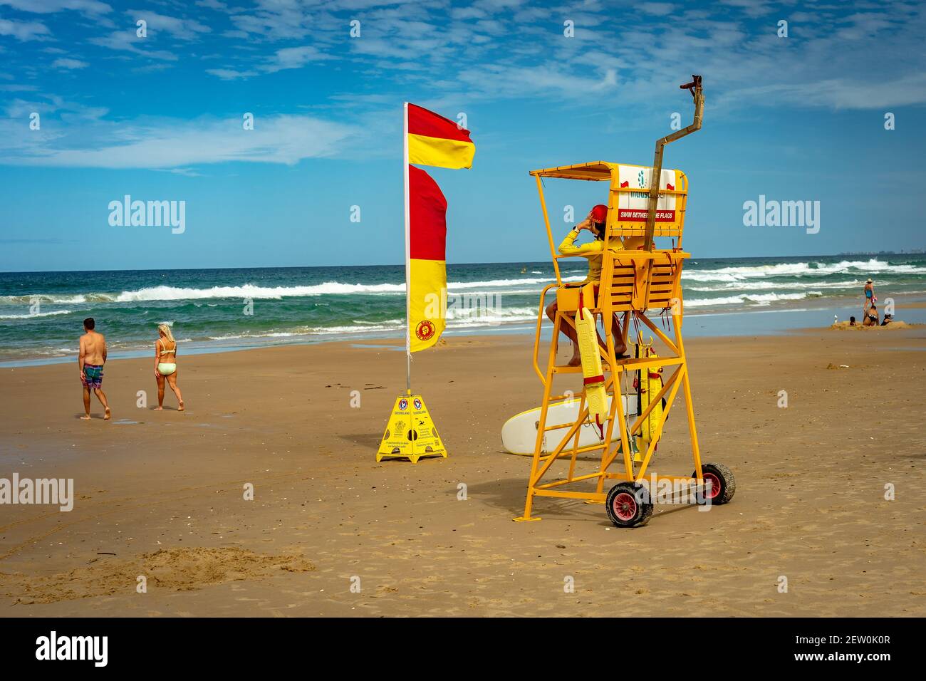 Surfers Paradise, Gold Coast, Australia - Lifeguard's beach box Stock ...