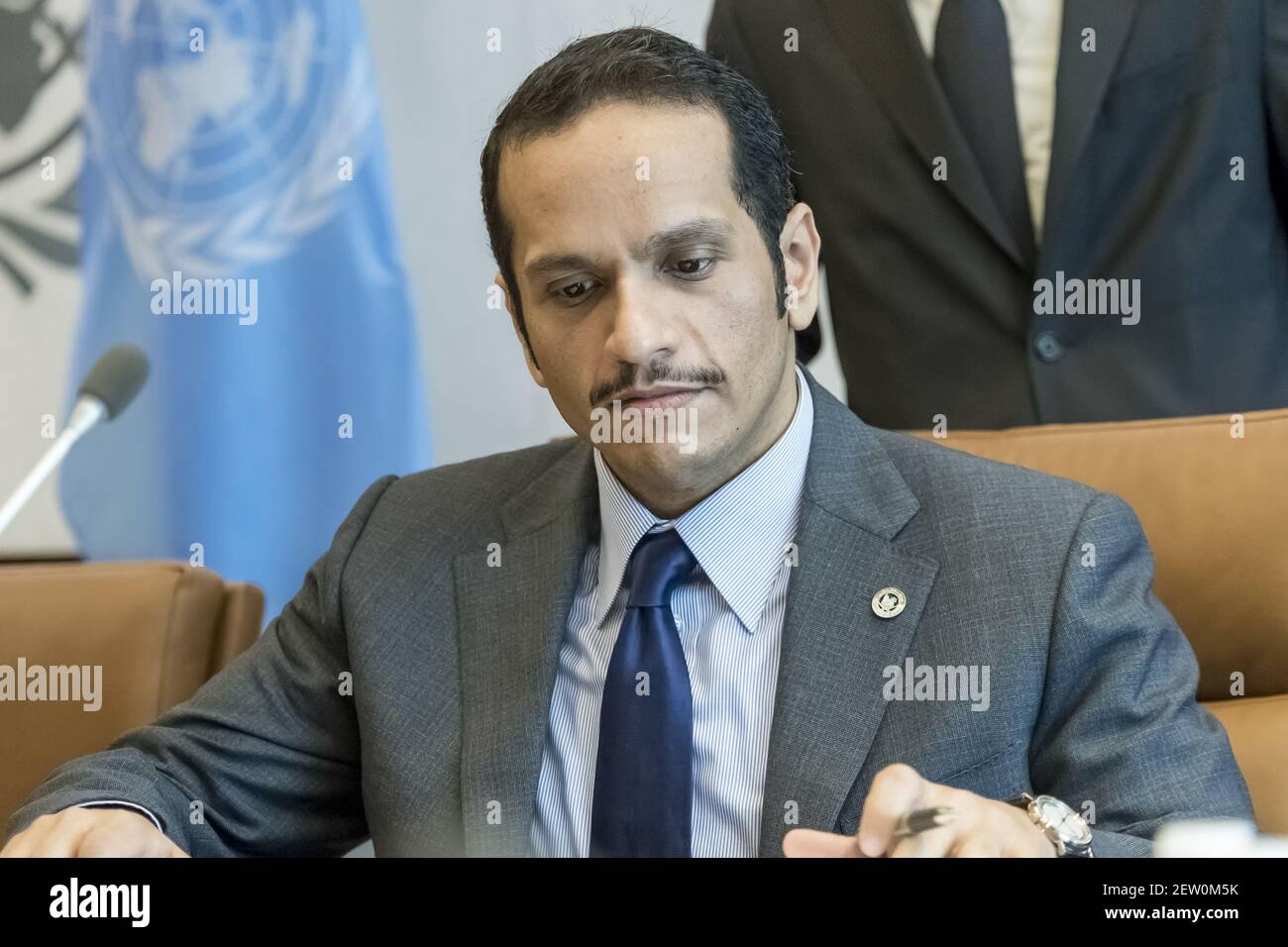 Qatari Foreign Minister Mohammed bin Abdulrahman al-Thani is seen ...