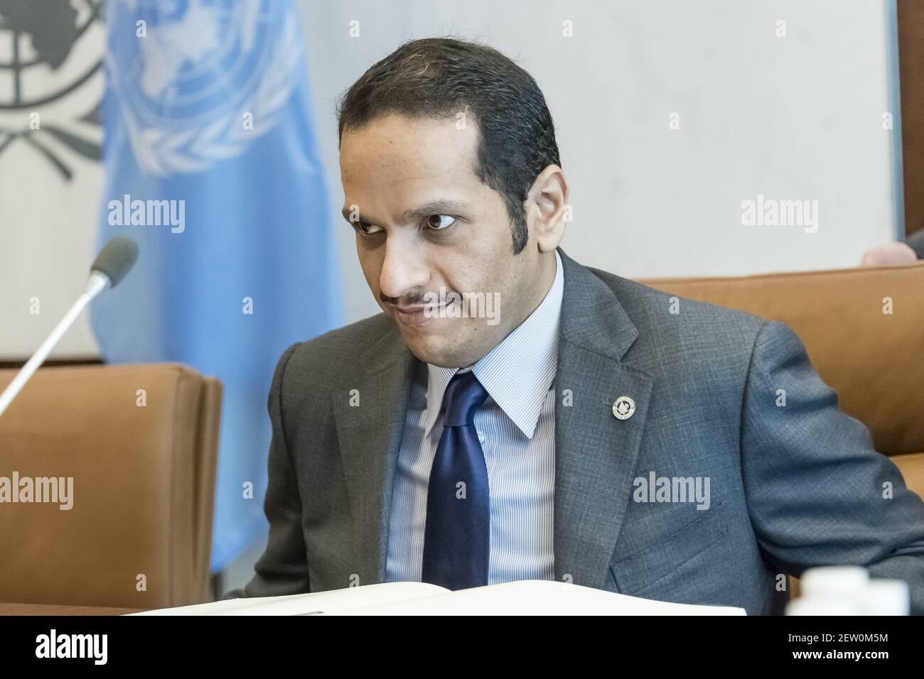 Qatari Foreign Minister Mohammed bin Abdulrahman al-Thani is seen ...