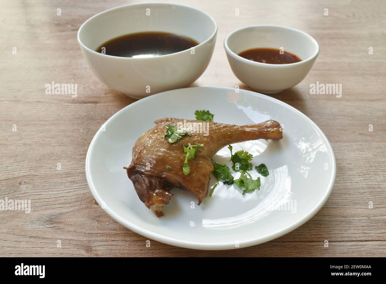 boiled duck leg in black soybean sauce dipping spicy chili sauce Stock ...