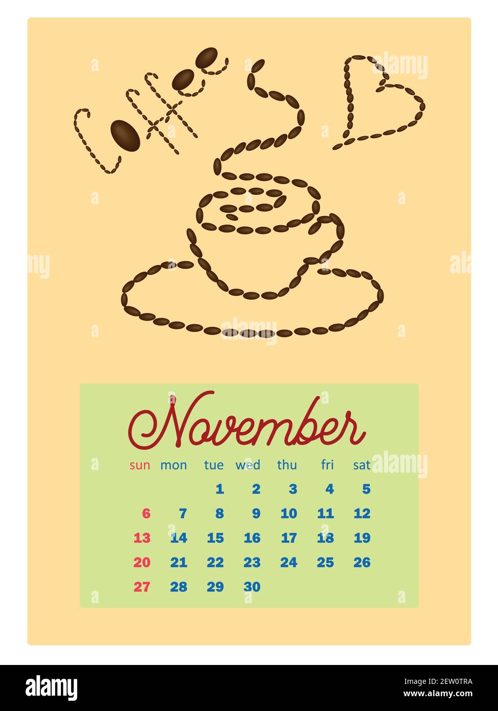 Drinks calendar 2022 with seasonal dessert of various tea, coffee ...