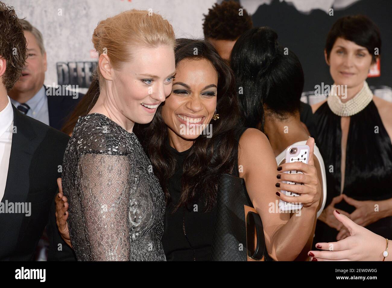 (L-R) Actors Deborah Ann Woll and Rosario Dawson attend the 'Marvel's ...
