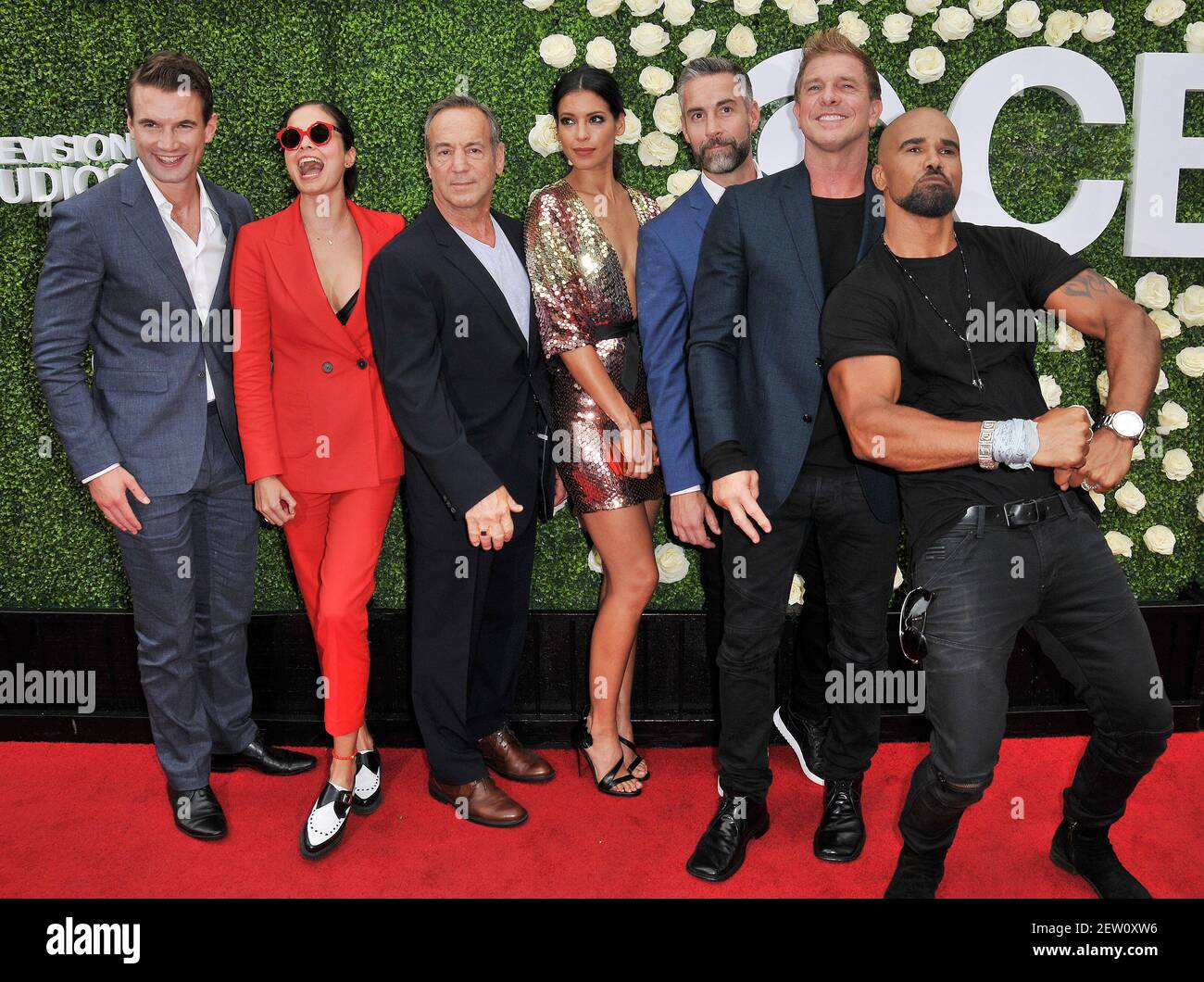 (L-R) "S.W.A.T." Cast - Alex Russel, Lina Esco, Peter Onorati ...