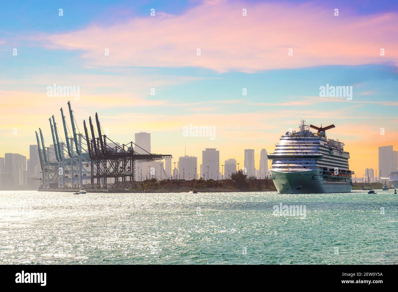 Carnival Cruise leaving the port of Miami, Florida, USA Stock Photo - Alamy