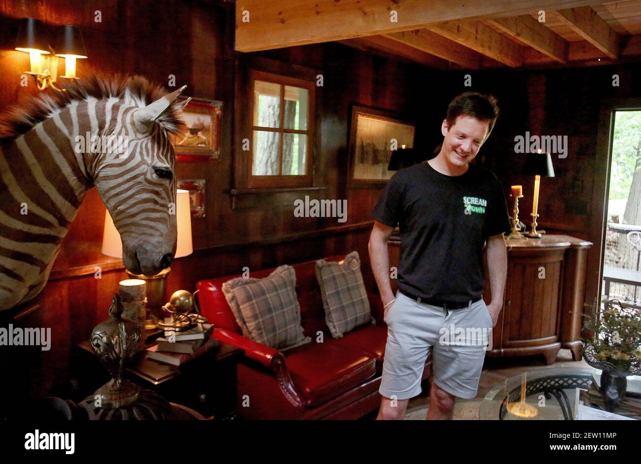 Magician Matt Dunn, 35, inside the living area of his treehouse. (Photo by David Joles ...