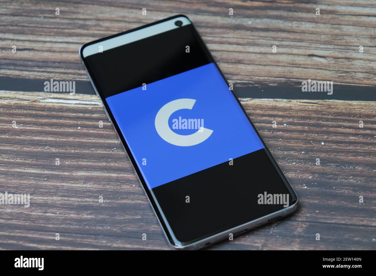 BERLIN, GERMANY - Feb 21, 2021: Logo of the mobile app Coinbase App ...