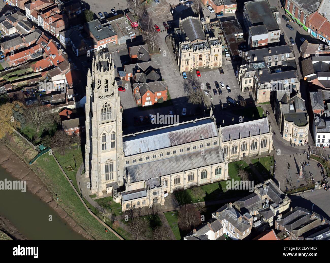aerial view of St Botolph's Church or The Boston Stump, Boston ...