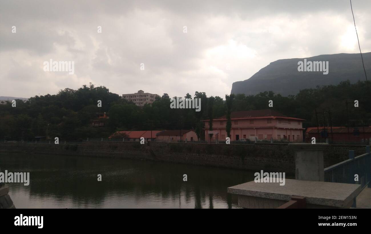 Evening view of lake near brahmagiri parvat, Trimbak city Nashik ...