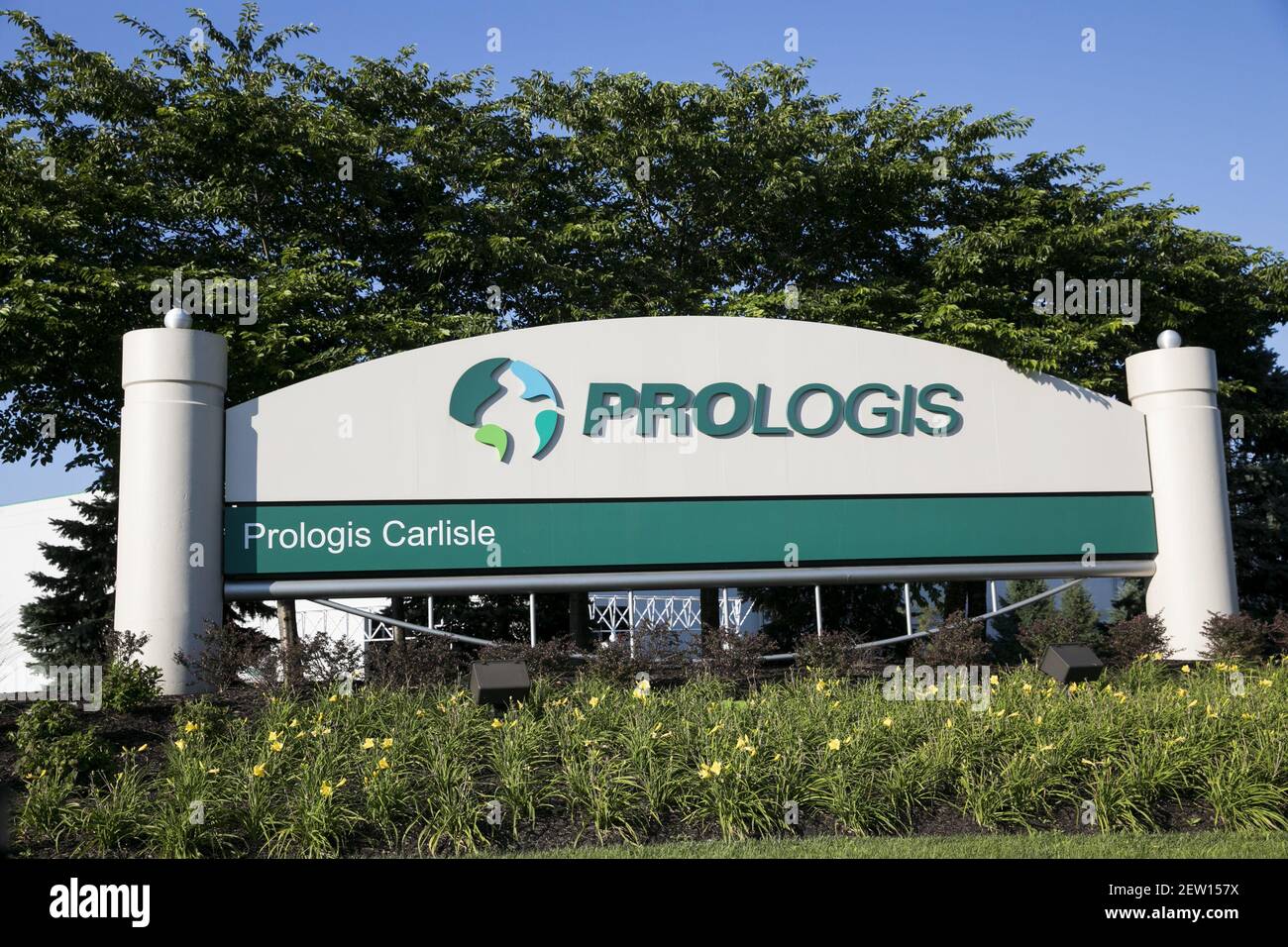 A logo sign outside of a facility occupied by Prologis, Inc., in ...