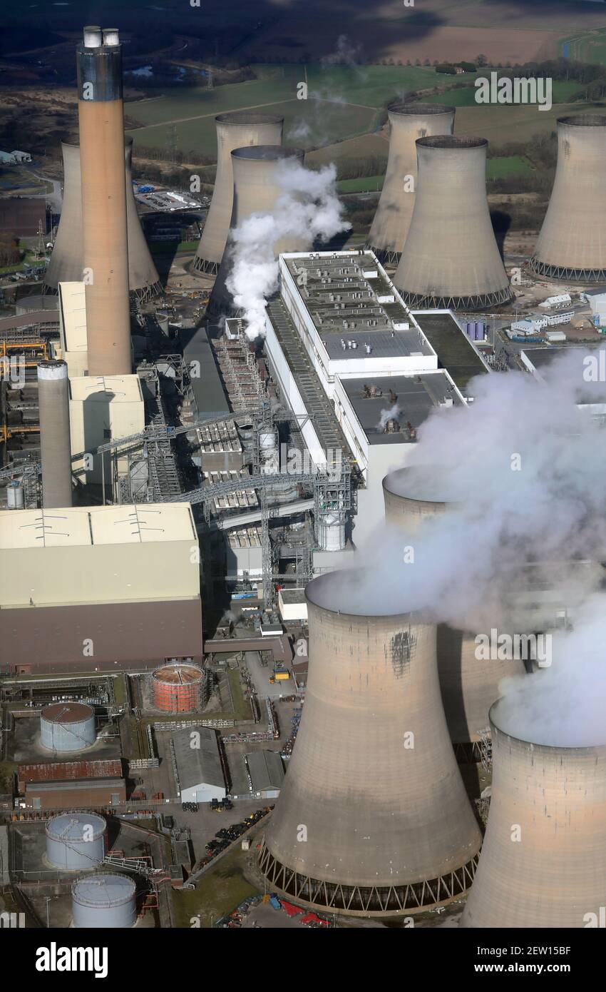 2021 aerial view of Drax power station in North Yorkshire, UK Stock ...