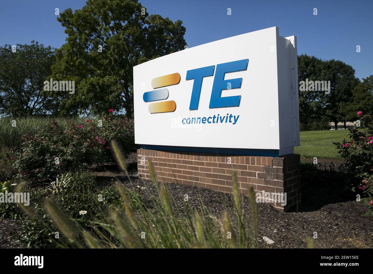 A logo sign outside of a facility occupied by TE Connectivity in ...