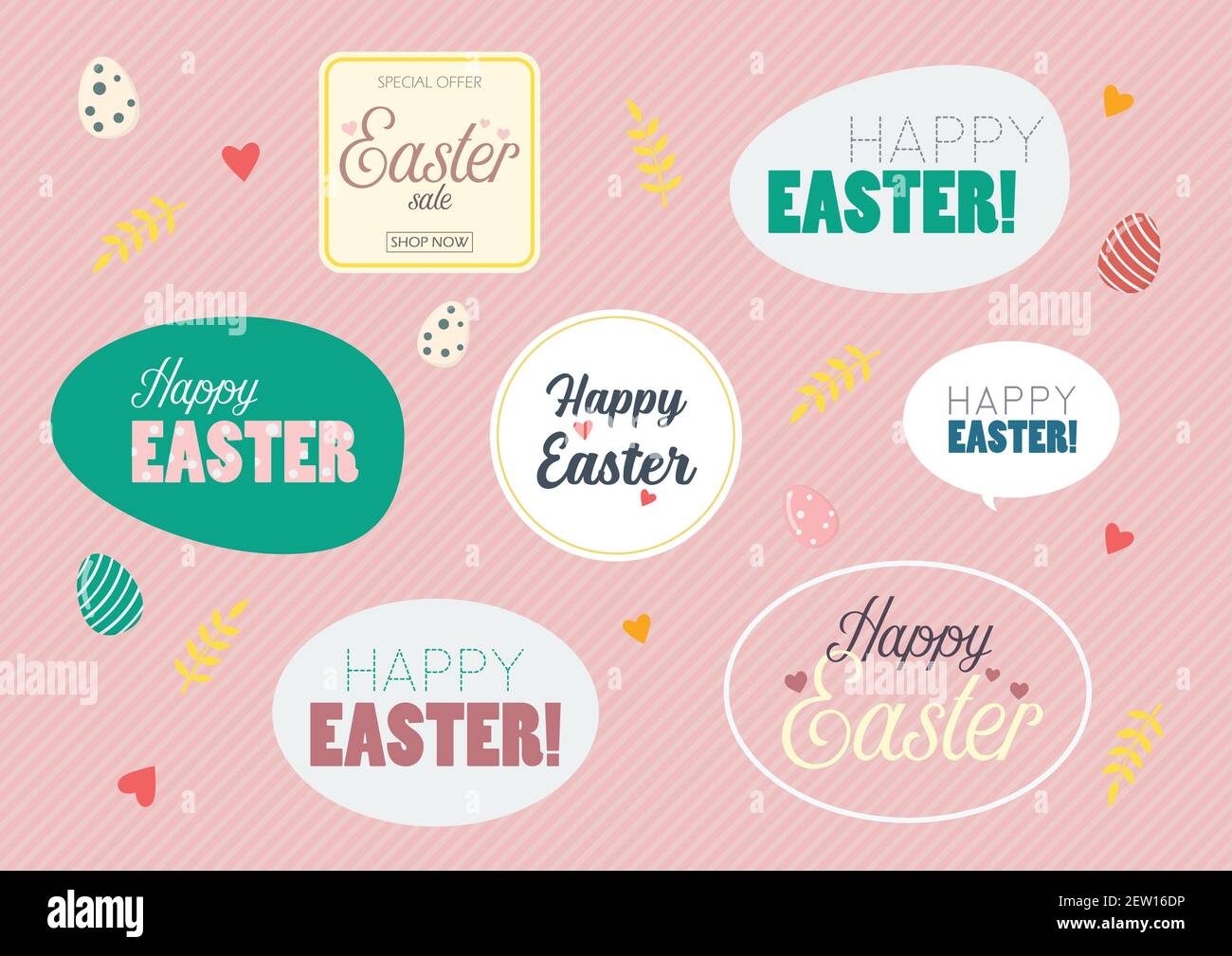 Happy Easter Label Typography. Happy easter greeting card. Vector ...