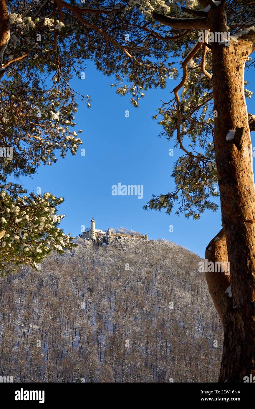 A vertical shot of the Castle Teck on the Swabian alb near Stuttgart ...