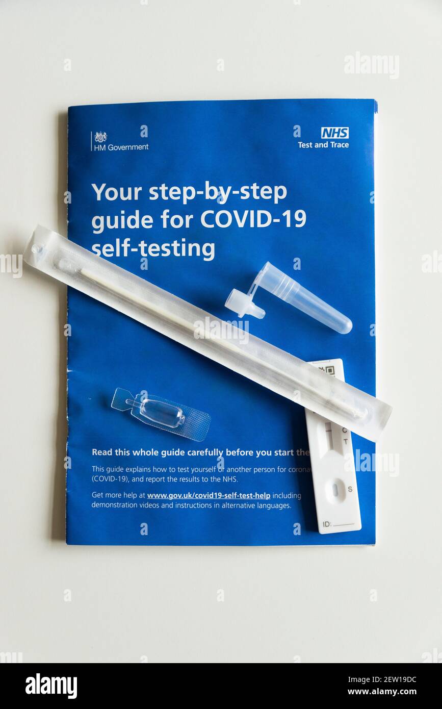 An NHS Covid-19 self testing kit with a negative test Stock Photo - Alamy