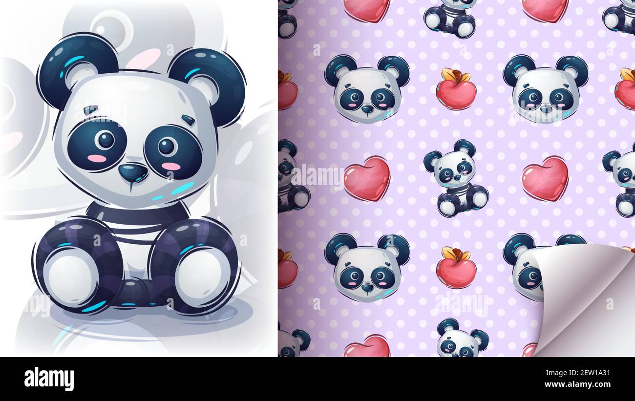 Cute kid teddy panda Stock Vector Images - Alamy