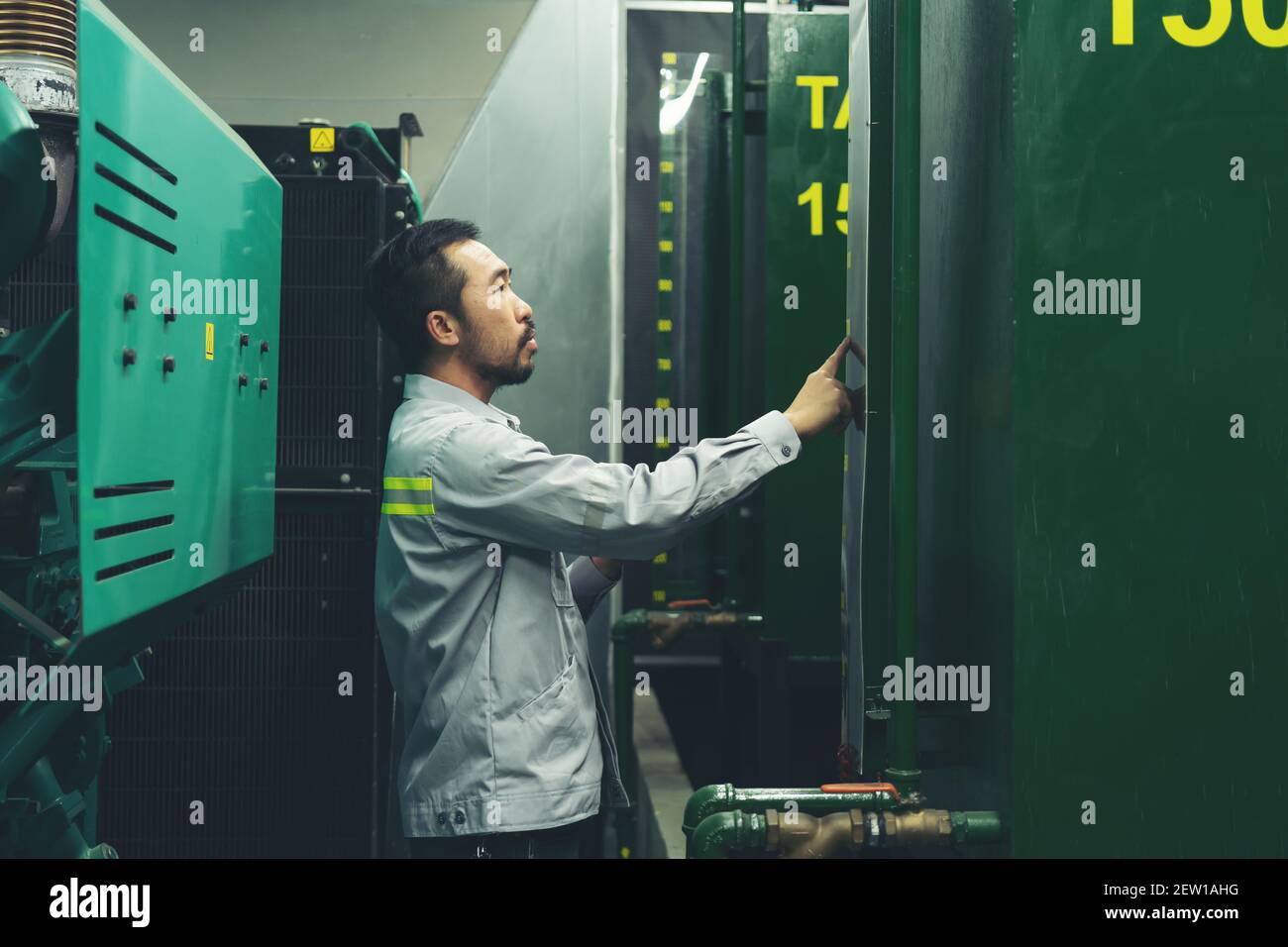 the technician preventive maintenance checking of generator of Industry ...