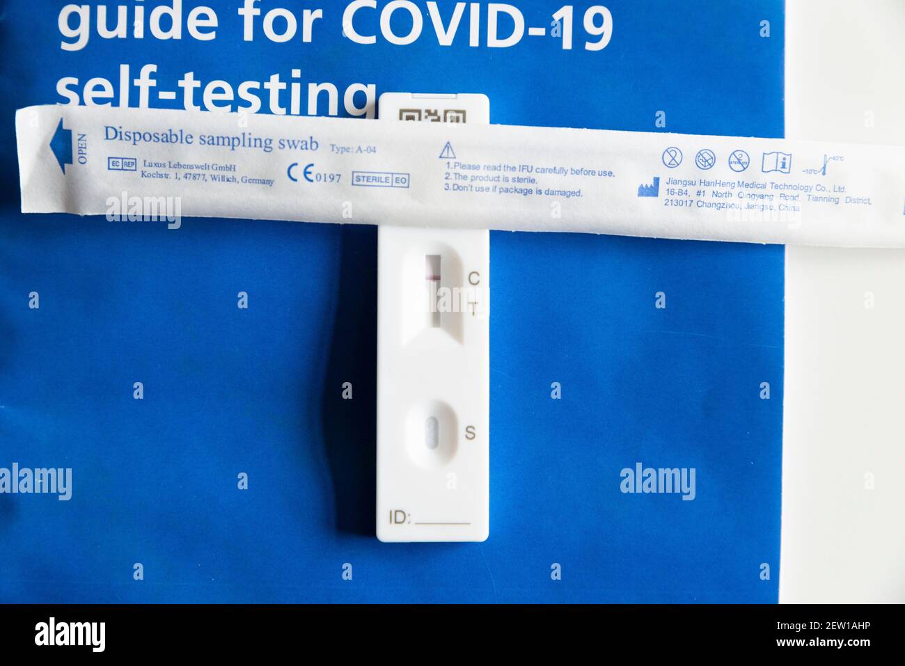 An NHS Covid-19 self testing kit with a negative test Stock Photo - Alamy