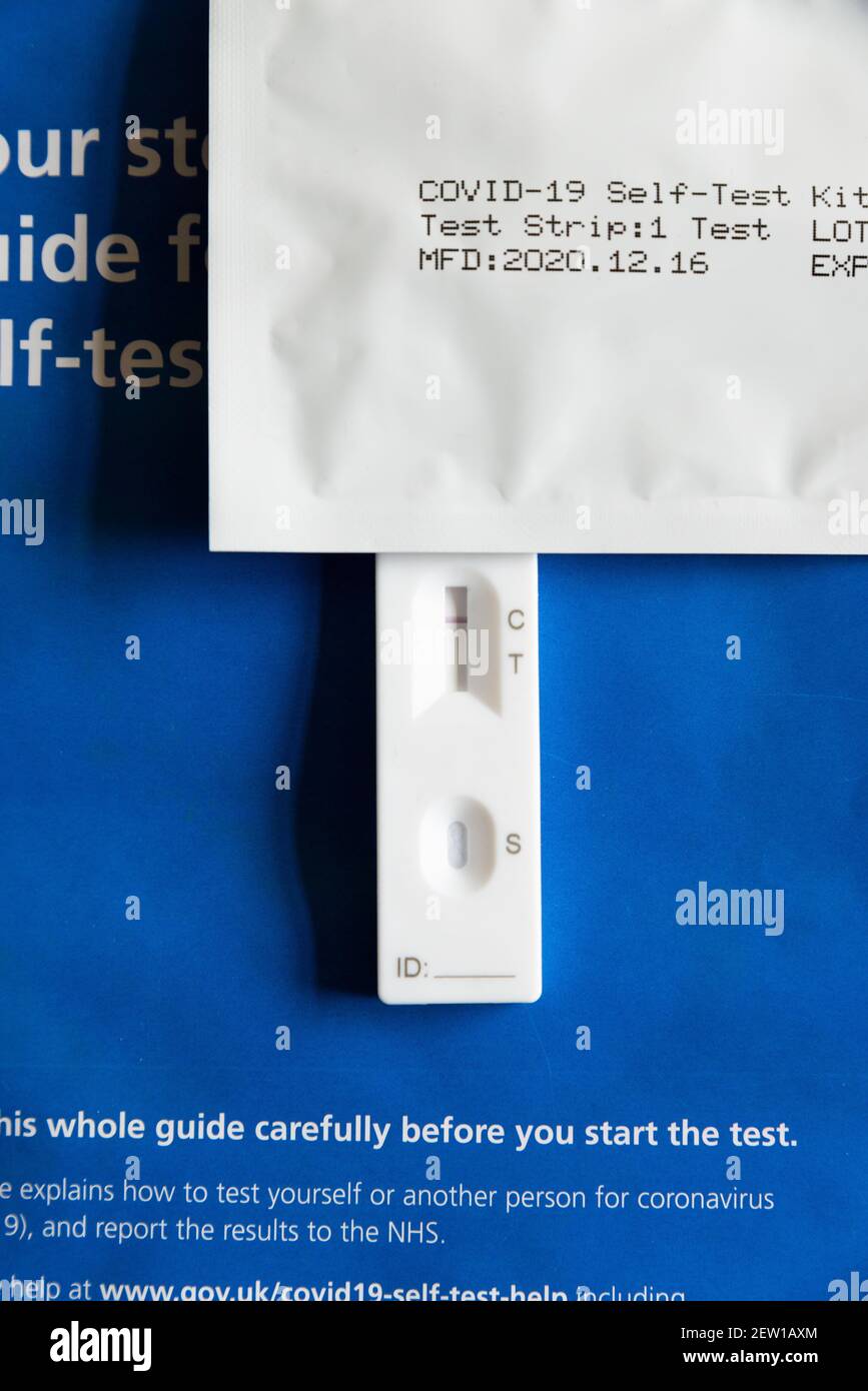 An NHS Covid-19 self testing kit with a negative test Stock Photo - Alamy