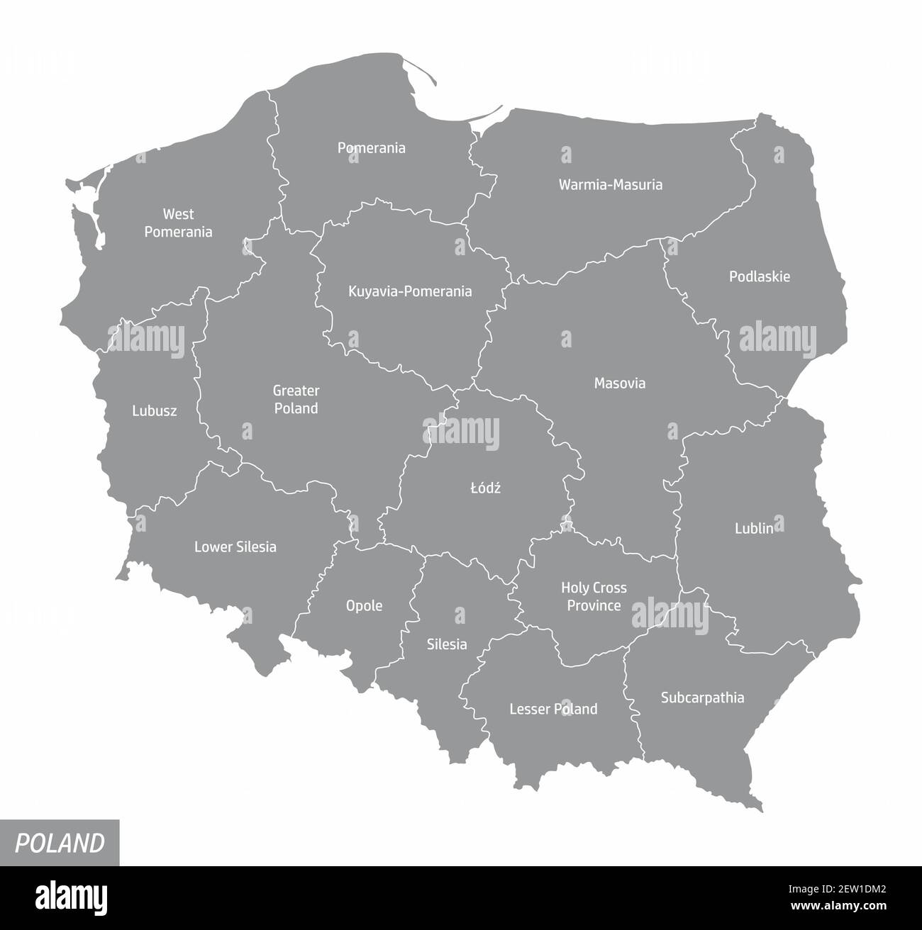 Poland administrative map Stock Vector Image & Art - Alamy