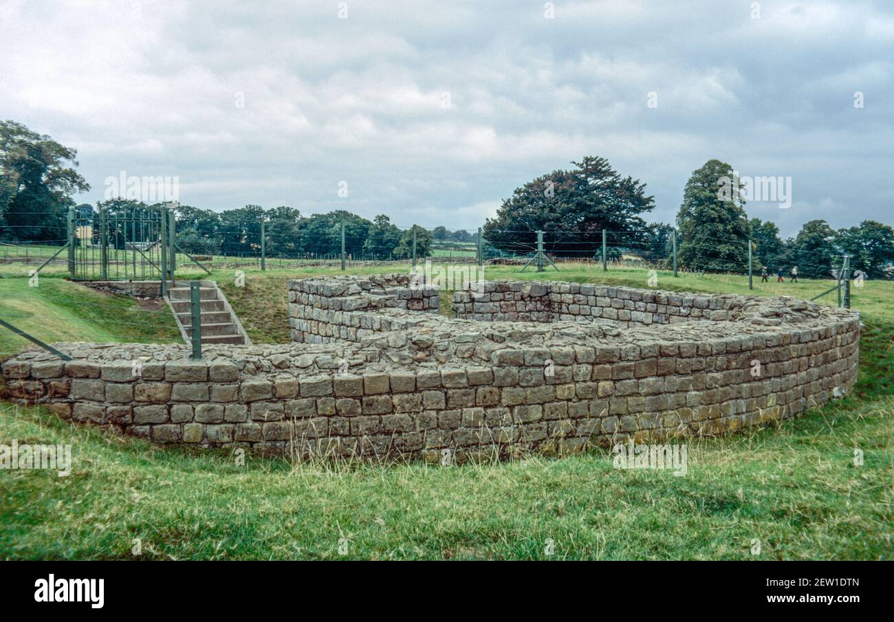 Remains of a Roman defensive fortification known as Hadrian’s Wall ...