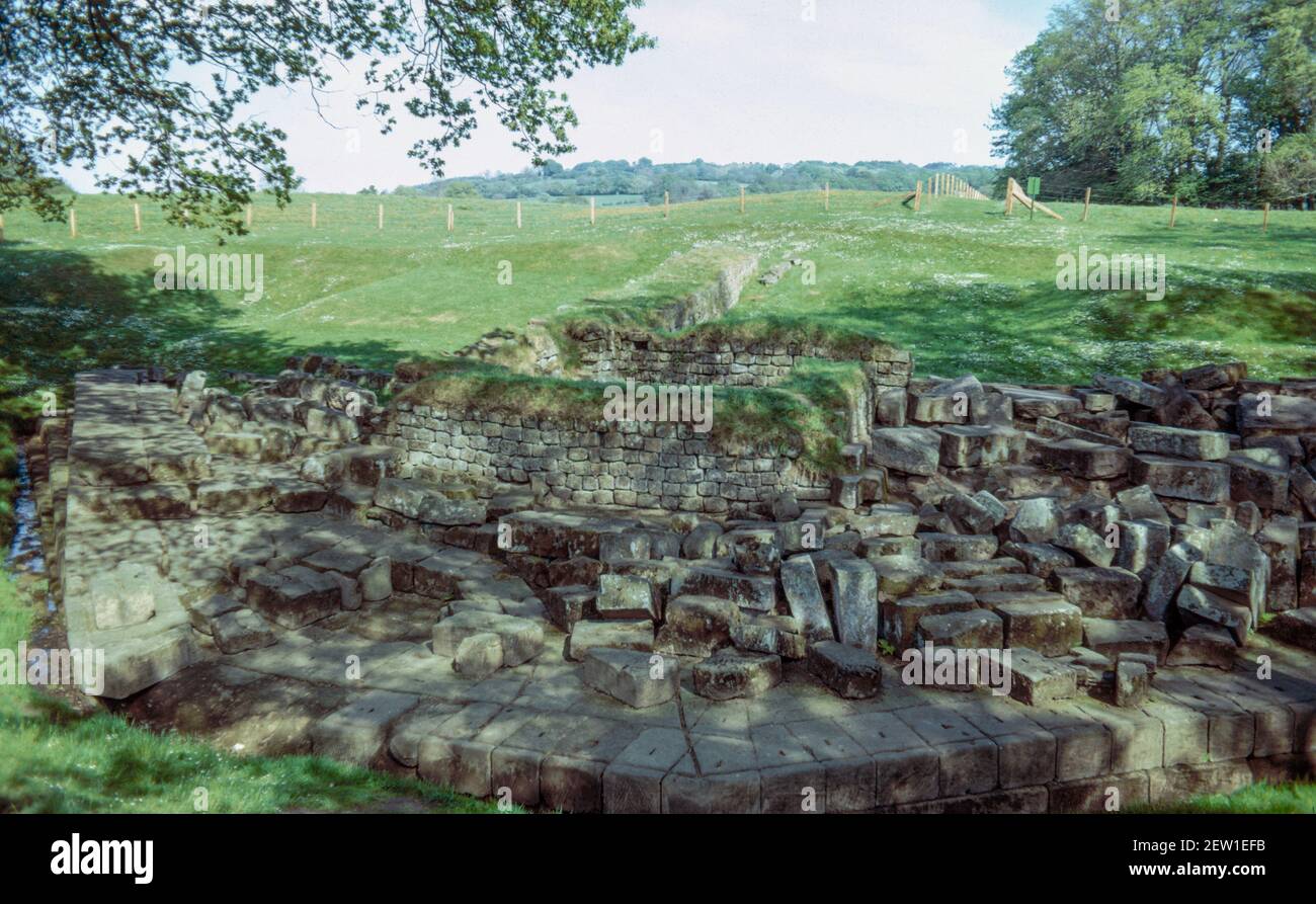 Remains of a Roman defensive fortification known as Hadrian’s Wall ...