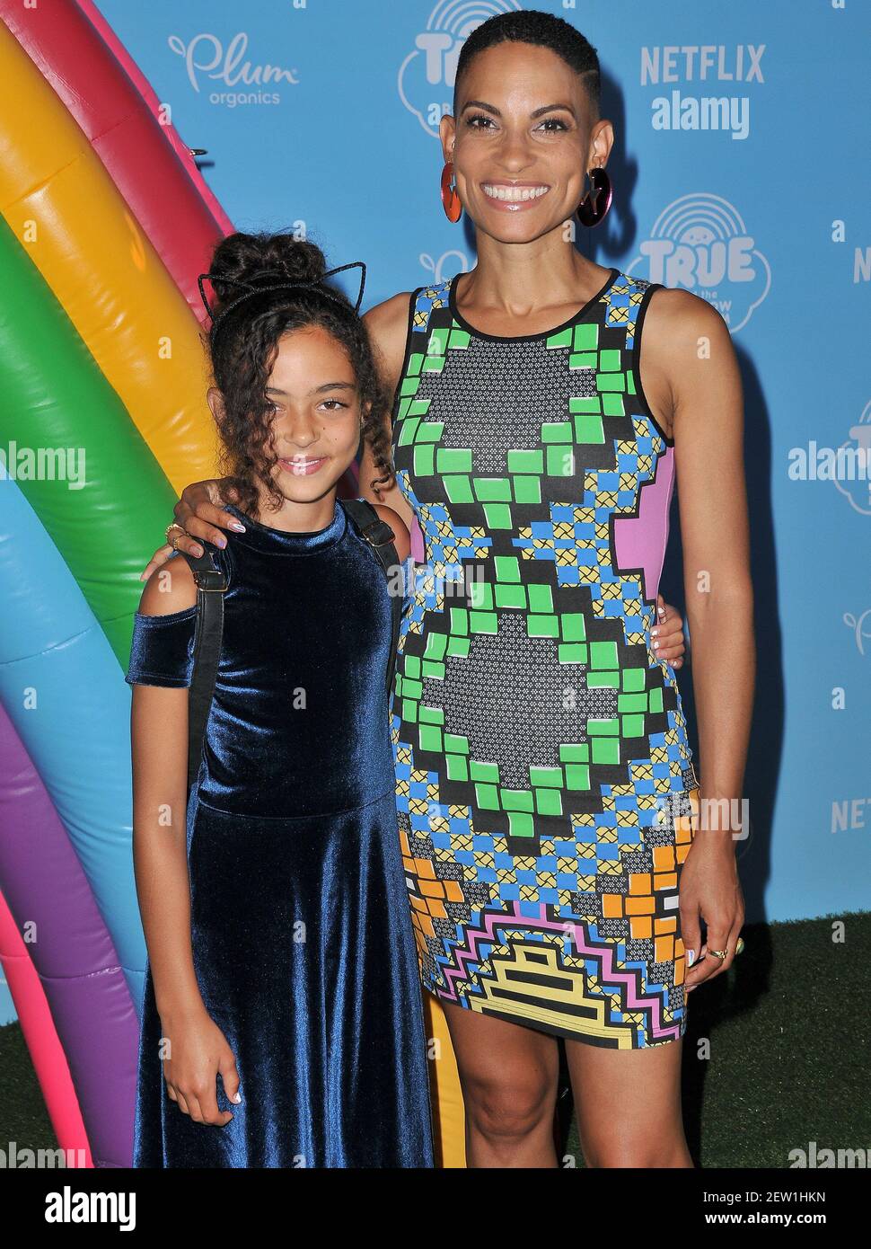 (R-L) Goapele and Daughter Bahia Osun Rodrigues arrives at Netflix's ...