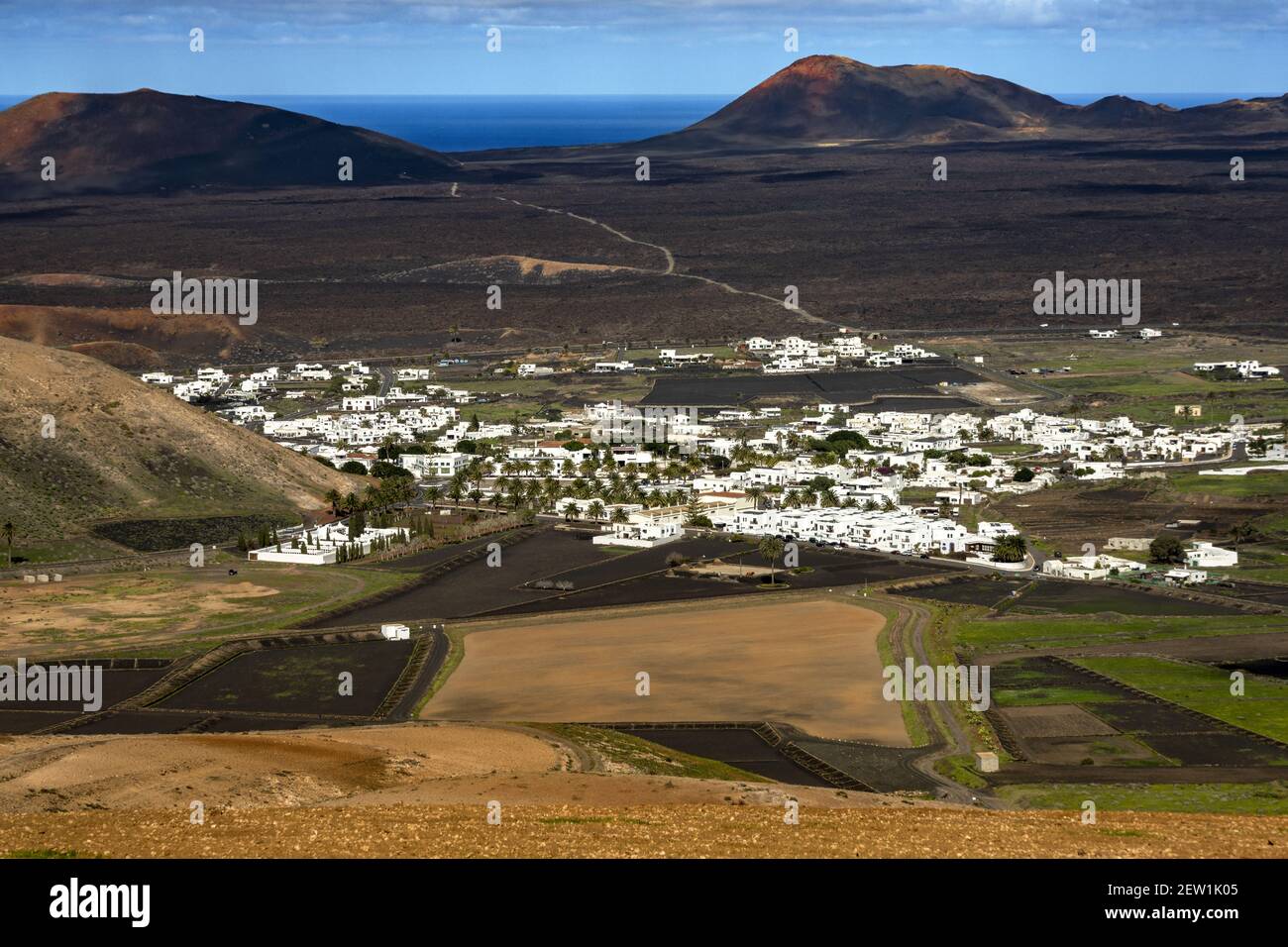 Spain, Canary Islands, Lanzarote Island, volcanoes around the city of ...