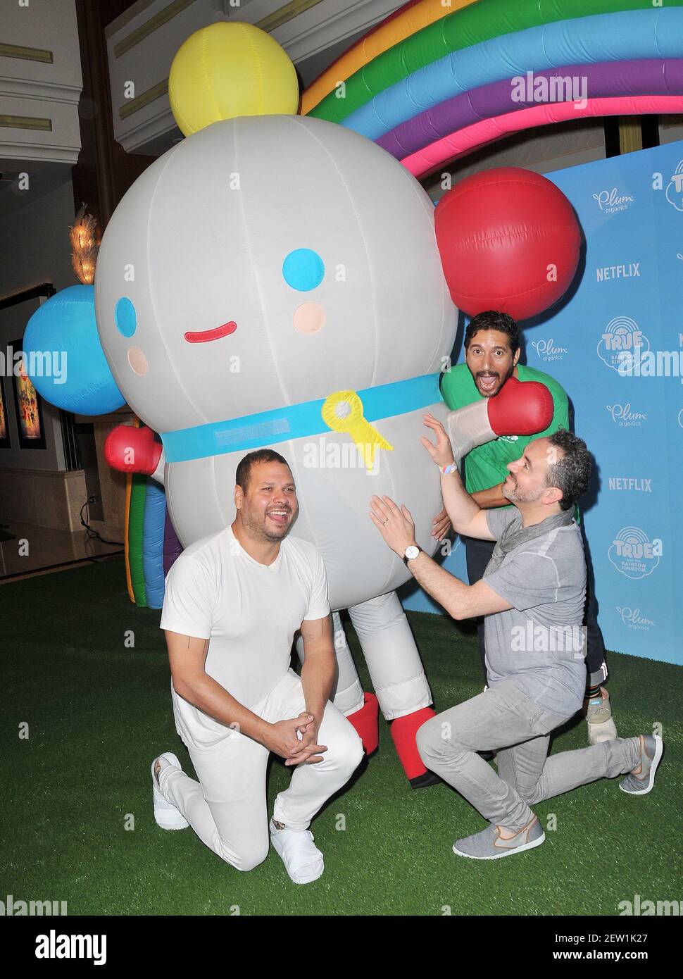 (L-R) Samuel Borkson, Frank Falcone and Arturo Sandoval III arrives at ...
