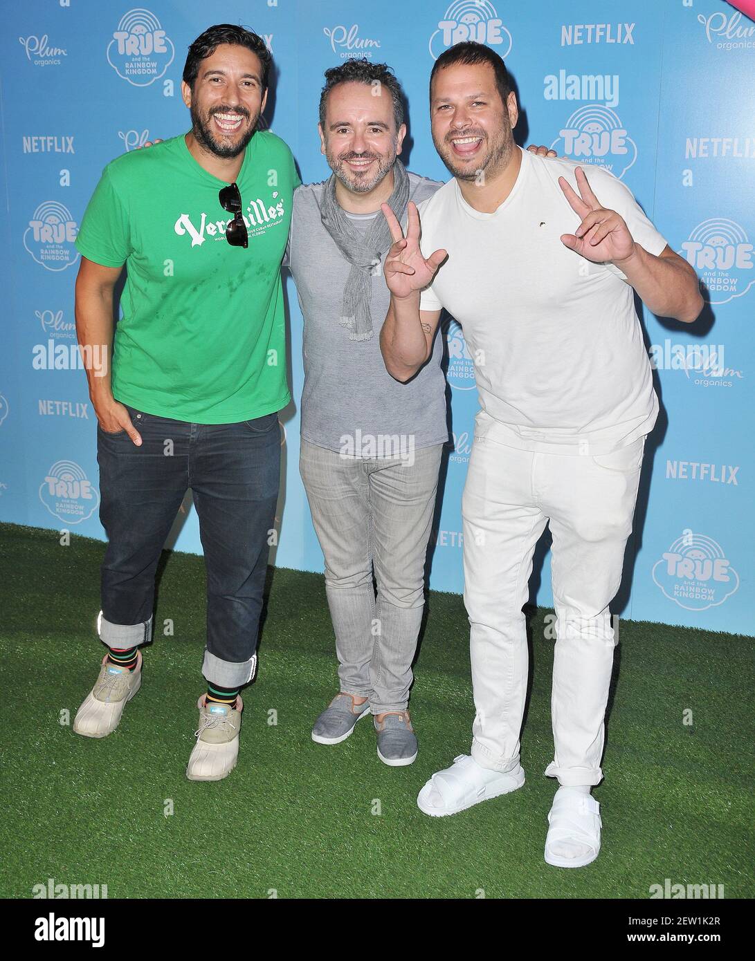 (L-R) Arturo Sandoval III, Frank Falcone and Samuel Borkson arrives at ...