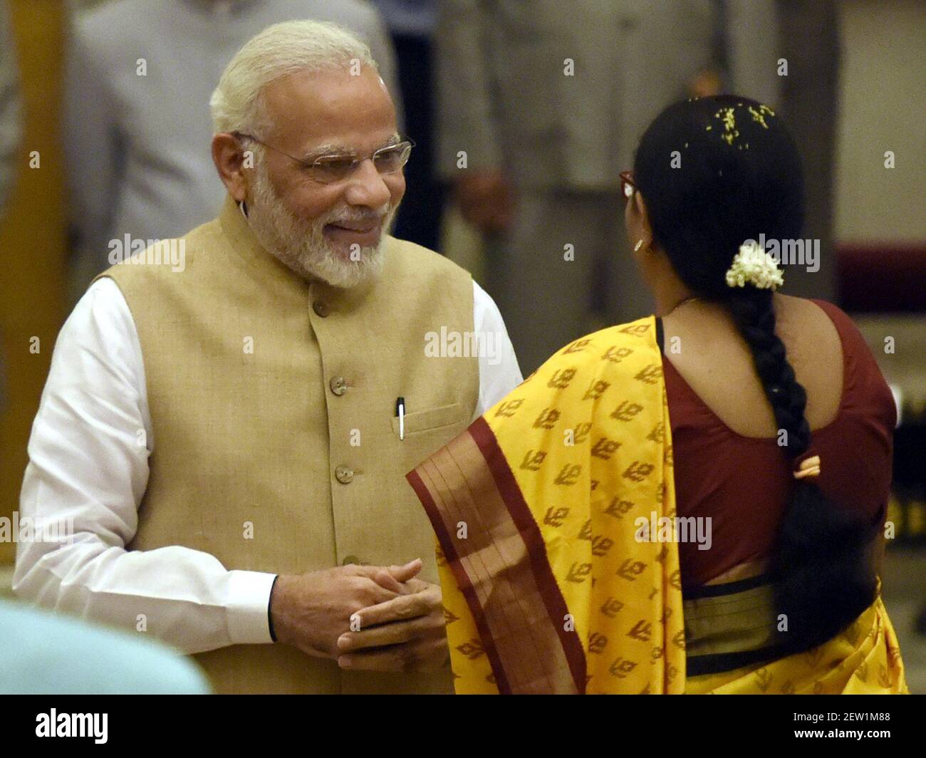 NEW DELHI, INDIA - AUGUST 11: Prime Minister Narendra Modi talking with ...