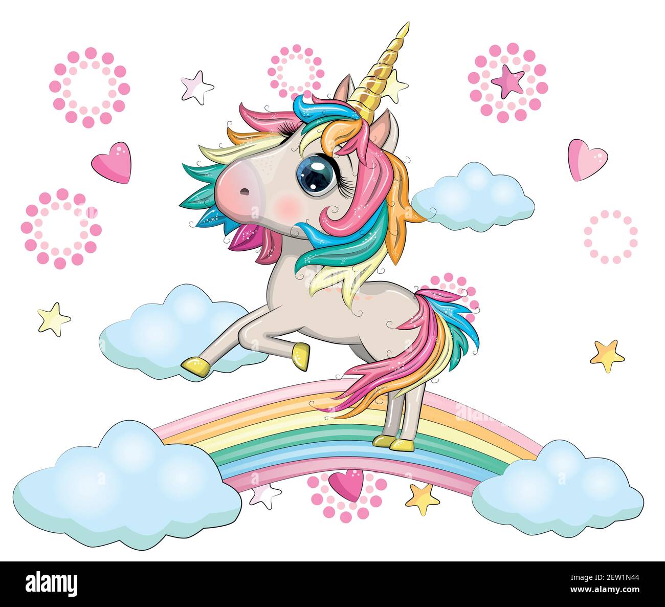 Cute magical unicorn and rainbow Stock Vector Image & Art - Alamy