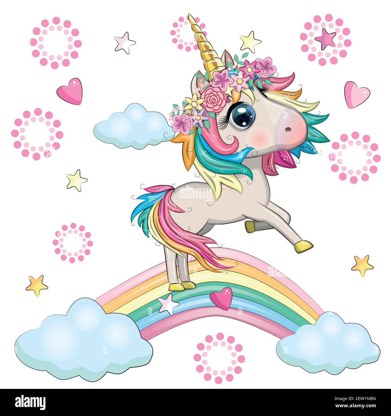 Cute magical unicorn and rainbow Stock Vector Image & Art - Alamy