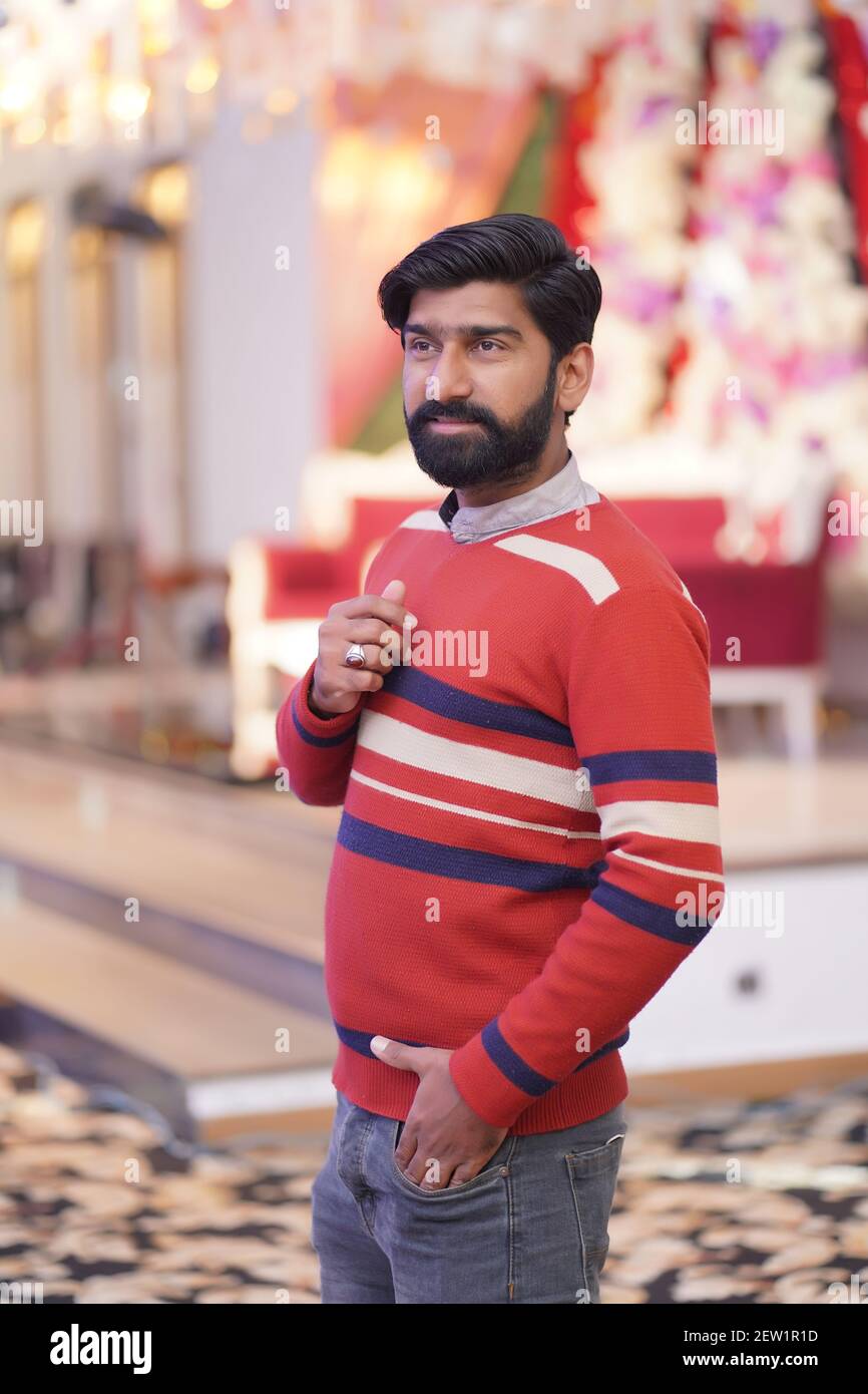 young beard model posing indoor,dashing look,attractive face,winter ...