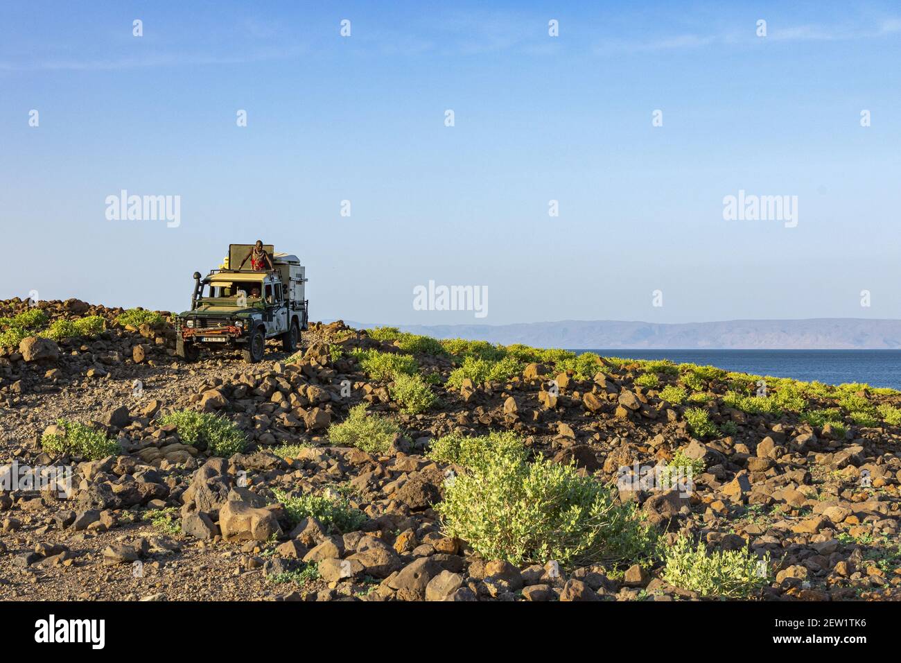 Kenya, Suguta valley, Michel Denis Huot's vehicle at Lake Turkana Stock ...