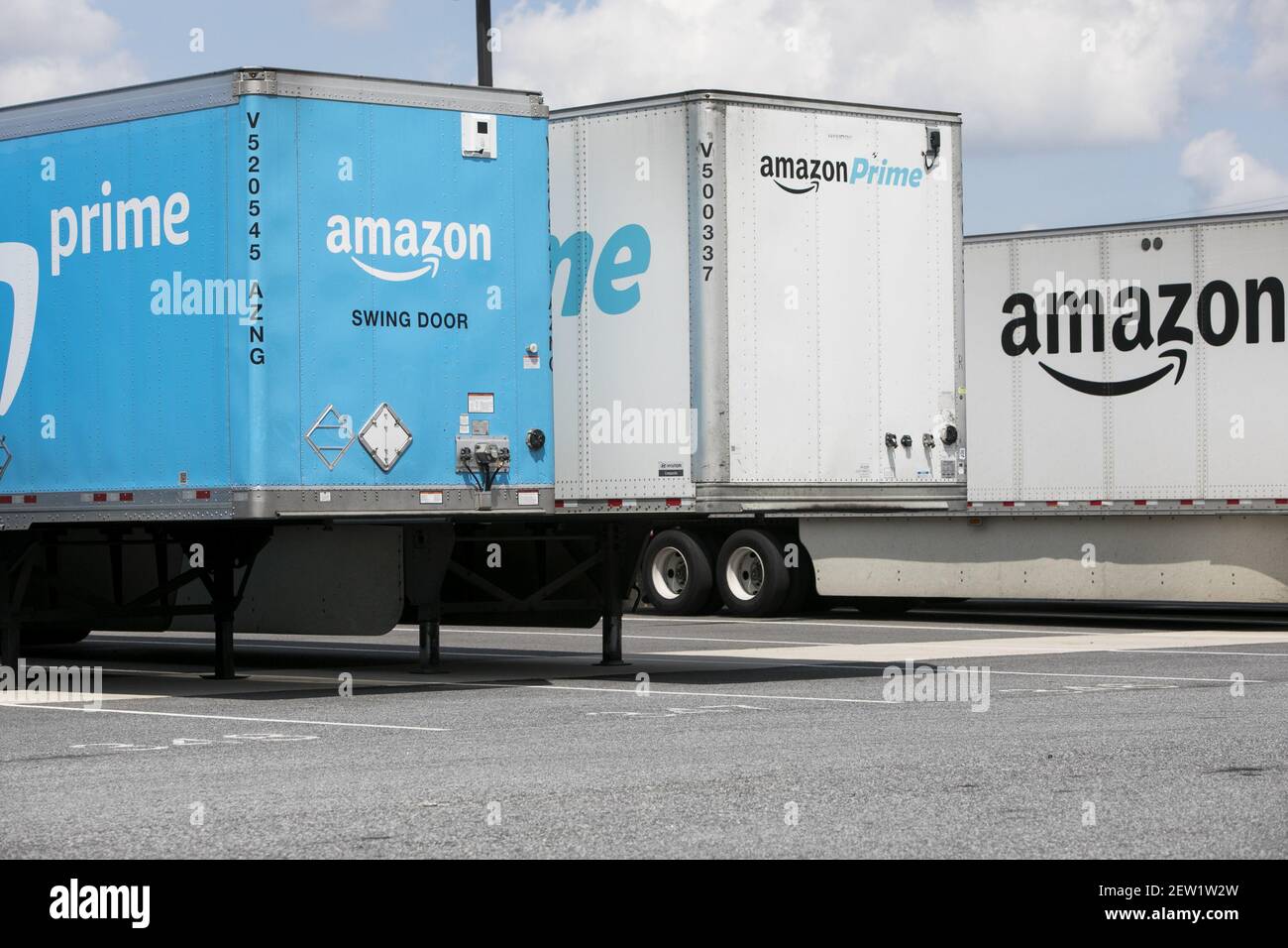 Amazon Prime truck trailers outside of a Amazon Fulfillment center in ...