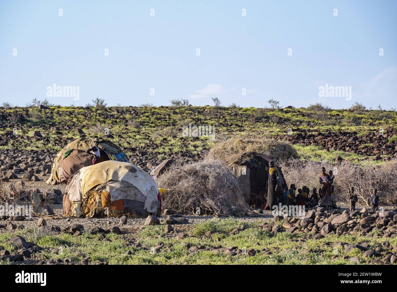 Kenya, Lake Turkana, village Stock Photo - Alamy