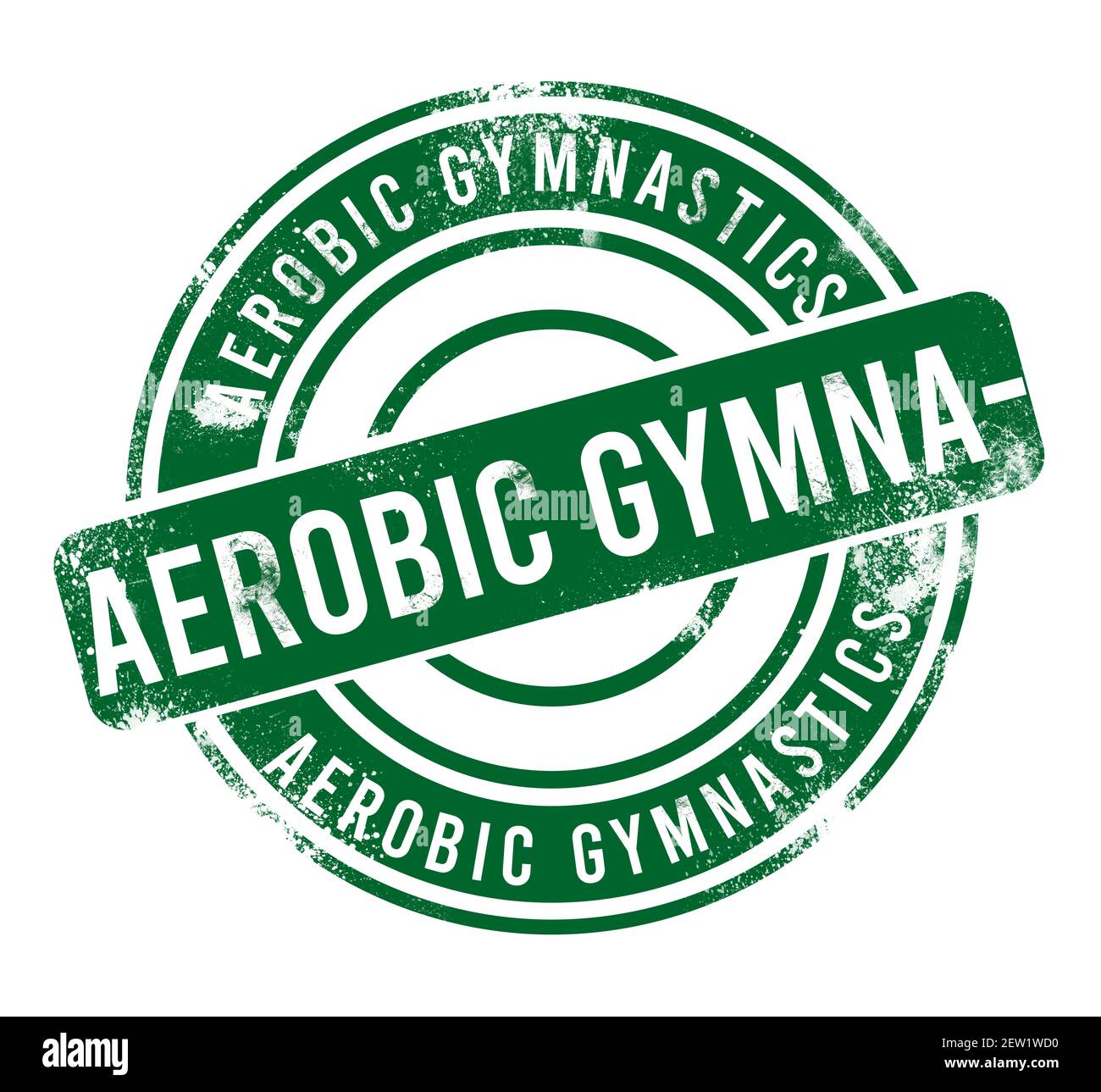 Aerobic Gymnastics - green round grunge button, stamp Stock Photo - Alamy