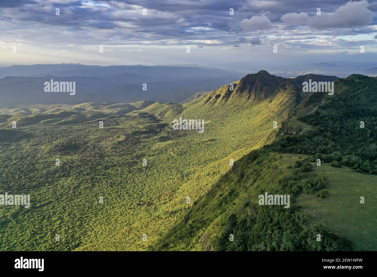 Kenya, Maralal region, Solio escarpment, Rift fault (aerial view Stock ...