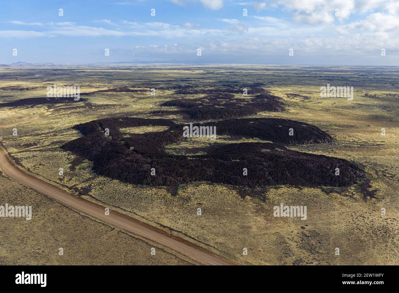 Kenya, Lake Turkana region, Chalbi desert, lavas (aerial view Stock ...