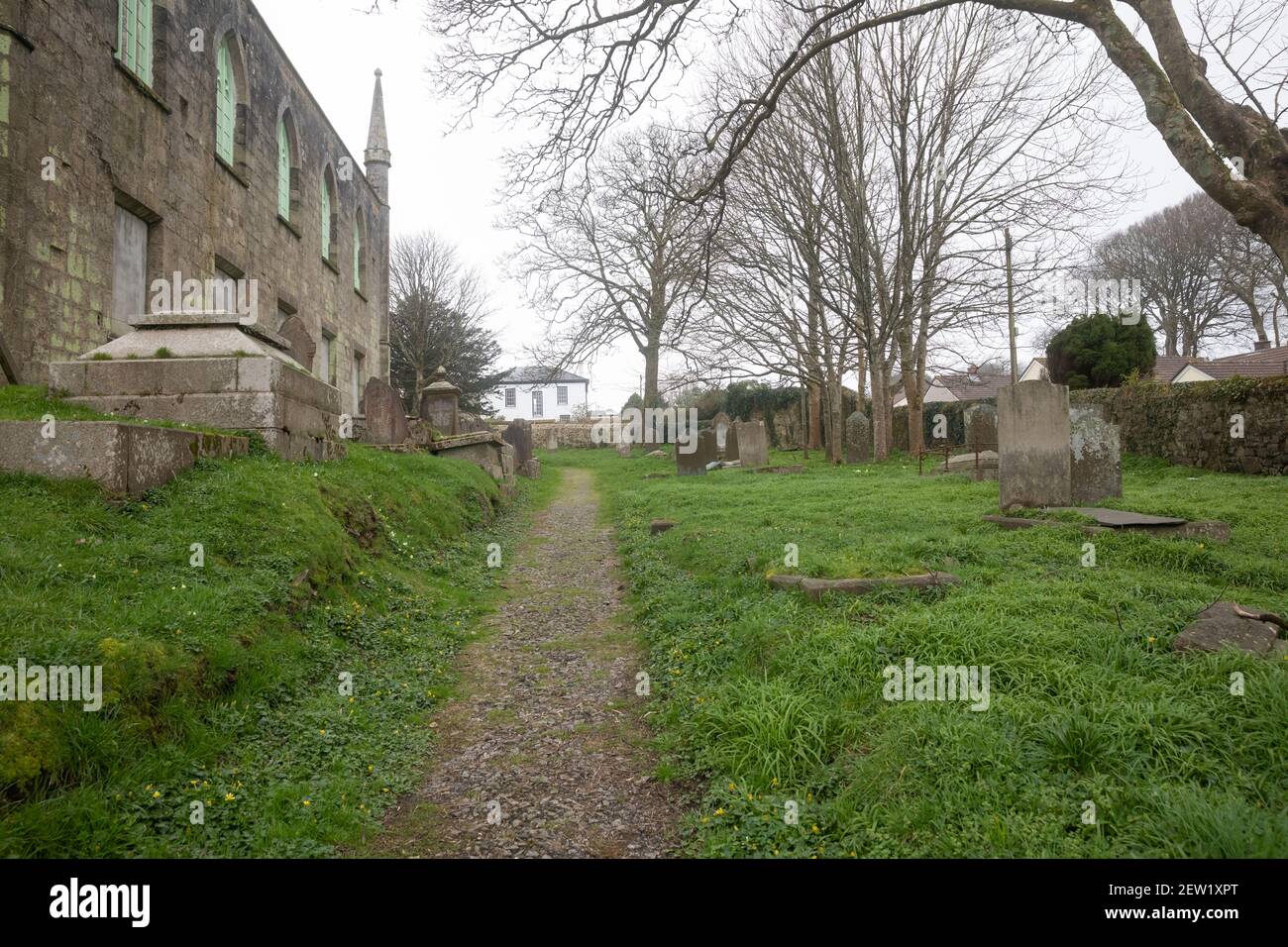Old Gravestones in St Day Church in St Day, Cornwall Stock Photo - Alamy