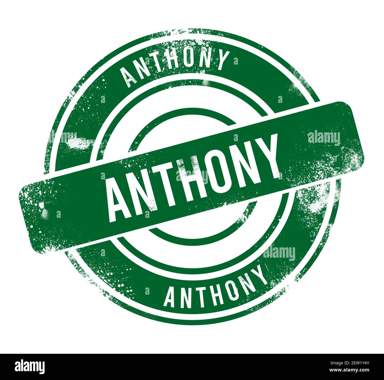Anthony - green round grunge button, stamp Stock Photo - Alamy