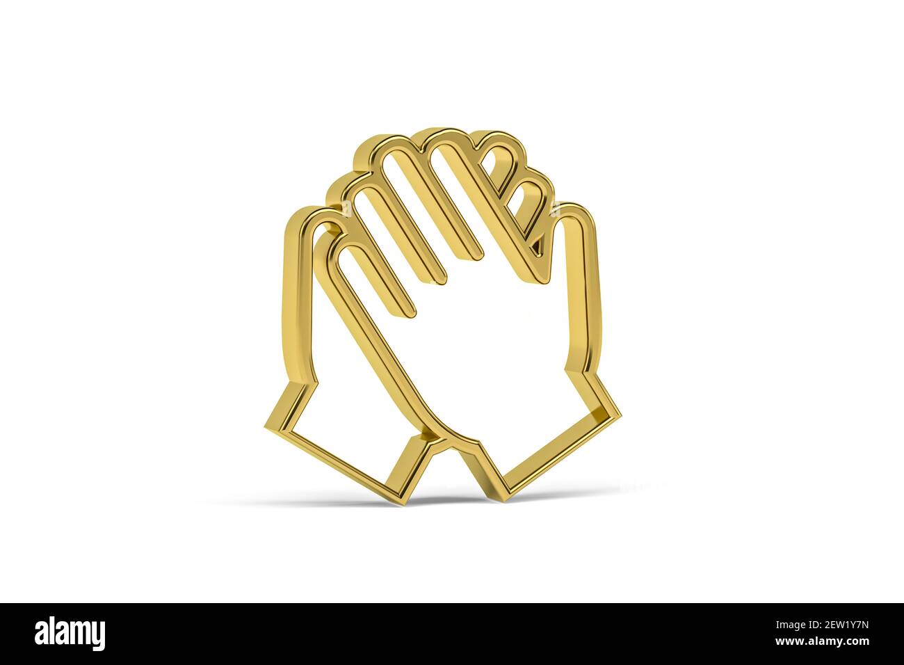 Golden 3d clapping hands icon isolated on white background - 3D render ...
